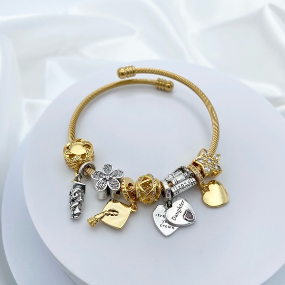 Linx | Jewelry | Linx Yellow Gold Twisted Cable Bangle With Daughter ...